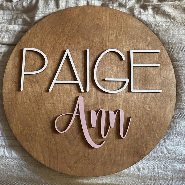 Nursery Name Sign, Round Name Sign, Above Crib Sign, 3d Name Sign, Baby ...