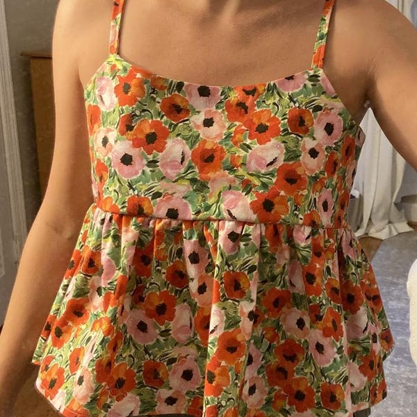 Women's Linen Blouse Sewing Pattern | Spaghetti Strap Top | Easy ...