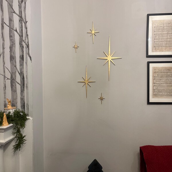 Mid Century Modern Atomic Dog With Set of 4 Eames Style Starbursts 3D ...