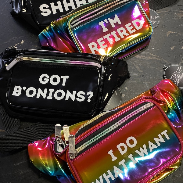 Custom Holographic Metallic Fanny Pack - FREE Shipping - Custom Holiday ...