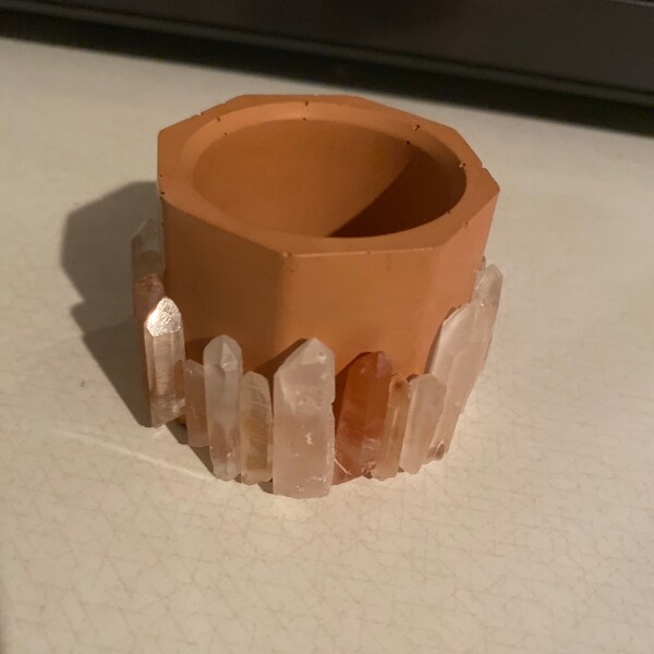 Crystal Point Cement Planter/ Mini Hexagonal Pot/ Crystal Healing ...