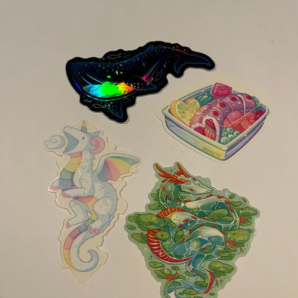 Water Dragon Sticker - Transparent Stickers - Vinyl - Waterproof ...