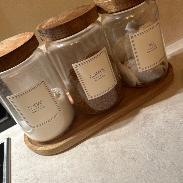 Tea Coffee Sugar Labels Bundle, Waterproof & Oil Resistant Kitchen Jar ...