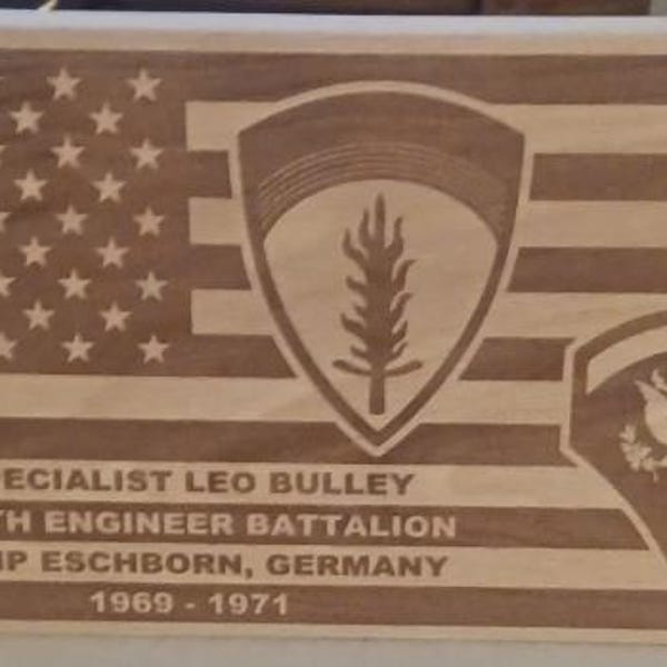 Custom Military Flag Plaque - Personalized Wood Flag With Engraved ...