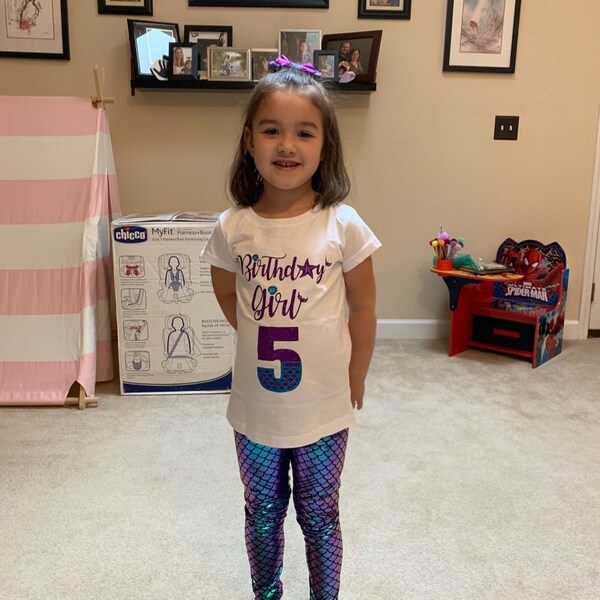 Mermaid Birthday Shirt Girls Utfit Set Personalized Glitter Bodysuit ...