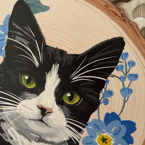 Custom Cat Portrait Wooden Hanging, Custom Pet Portrait Using Pet Photo ...