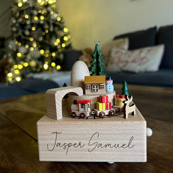 Customised Wooden Music Box / Engraved Name Music Box / Baby ...
