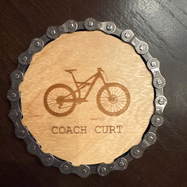 Engraved Bike Chain Coaster - Set of 1, 2, or 4 - 11cm (4.3in) Diameter ...