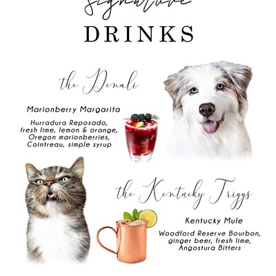 Dog Signature Cocktail Dog Custom Drink Sign Dog Signature Drink Sign ...