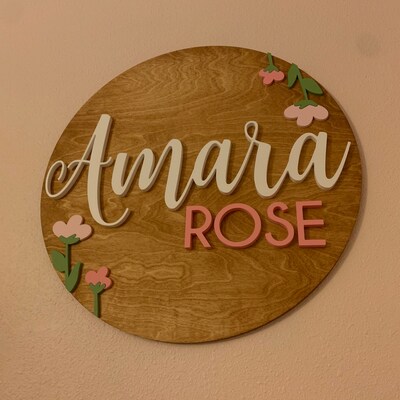 Custom Name Sign Round Sign Baby Name Sign Nursery Room - Etsy