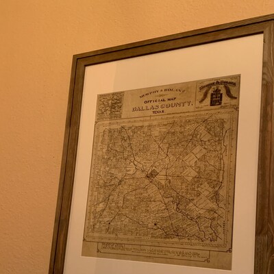 Dallas County Map Poster Print Texas Wall Art Texas Gift Old Map Texas ...