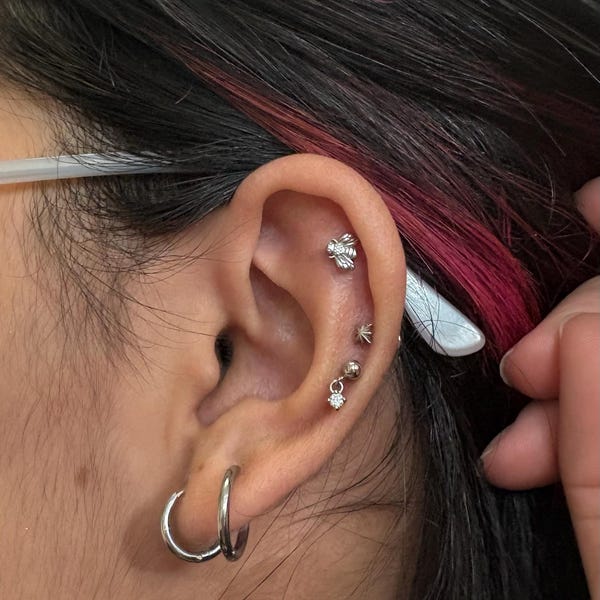 20G/18G/16G Starburst Push Pin Labret • Threadless Flat Back Earring ...
