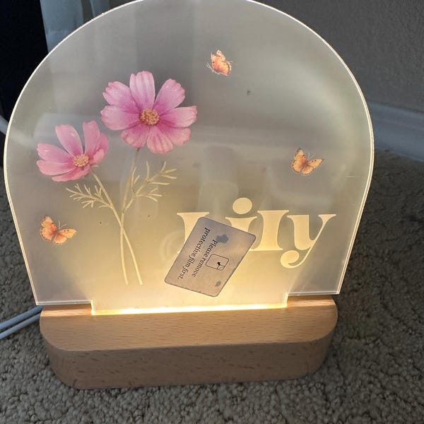 Personalized Acrylic Night Light, Boho Night Botanic LED Light, Kids ...