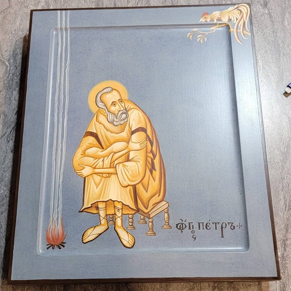 Hand-painted Icon of Saint Peter, Size 25x30x4 Cm. - Etsy