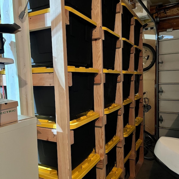 Tote Storage Rack, DIY Plans, 27 Gallon Tote Storage, 17 Gallon Tote ...