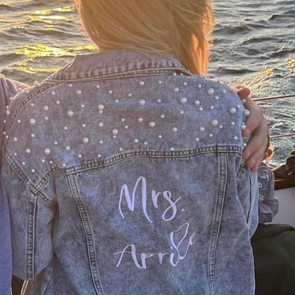 Bride Jean Jacket, Personalized Bridal Jean Jacket, Bride Denim Jacket ...