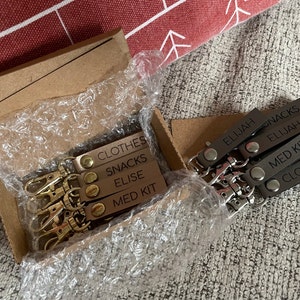 Set of 5 Personalized Zipper Name Tag Charms With Snap Hook for School ...