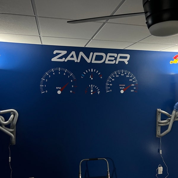 Boy Custom Name Wall Decal, Speedometer Wall Decal, Racing Car ...