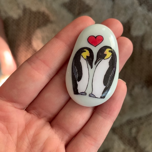 Penguin, Penguin Love, Friendship, Good Luck, Keepsake, Stone, Gift ...