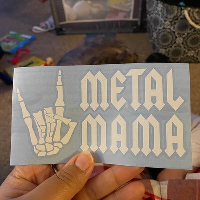 Metal Mama With Rock on Skeleton Hand Vinyl Decal Sticker Devil Horn ...