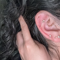 14K Gold Vertical Dangle Hidden Helix Piercing/threadless Push Pin Flat ...