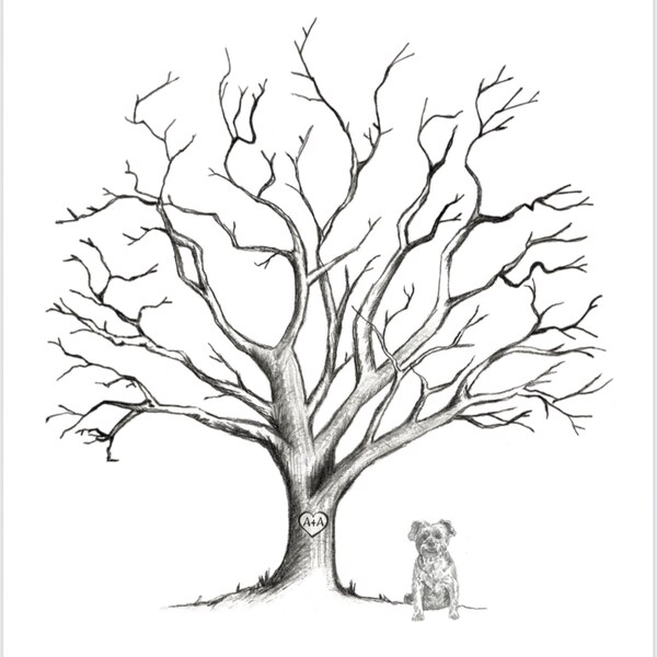 Printable Fingerprint Tree #hand-drawn #customizable Thumbprint Tree # ...