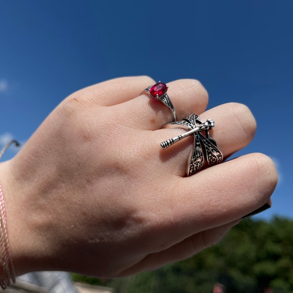 Wide Band Teardrop, Cut-out, Silver Tone Adjustable Ring - Etsy