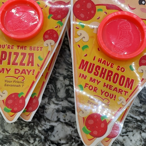 Pizza Play Dough Valentine Printable, Non-candy Valentine, Printable ...