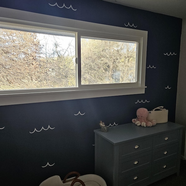 Wave Wall Decals Removable, Reusable Wall Stickers Watercolor Beach Art ...