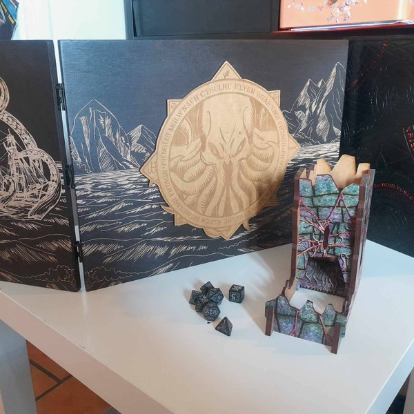 Wooden Dice Tray With Fantasy Map D&D Custom Dice Tray RPG Dice Rolling ...