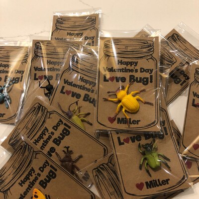 Love Bug Valentine Cards, PRINTED Bug Valentines Card for Kids, Toy ...