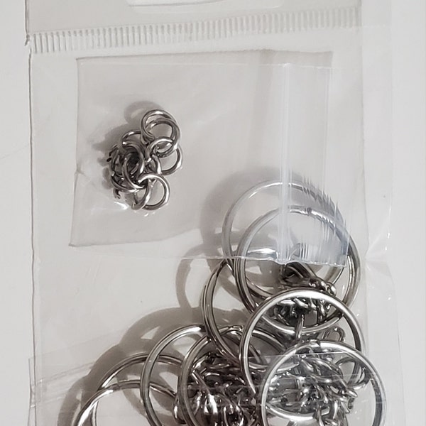 Ten (10) - Silver Key Chain Rings With Attached Chain, 1 Inch Split Key ...