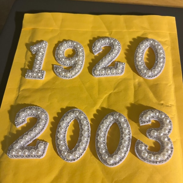 1 Pcs Numbers Patches Pearls Ombre Rhinestone Beaded Numbers Patch ...