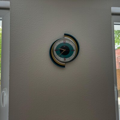 Colour Etched Trianguloid Lucite Formica Caravan Wall Clock From Royale ...