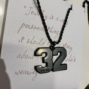 Custom Engraved Number Necklace With 3mm Rolo Chainpersonalized Sport ...