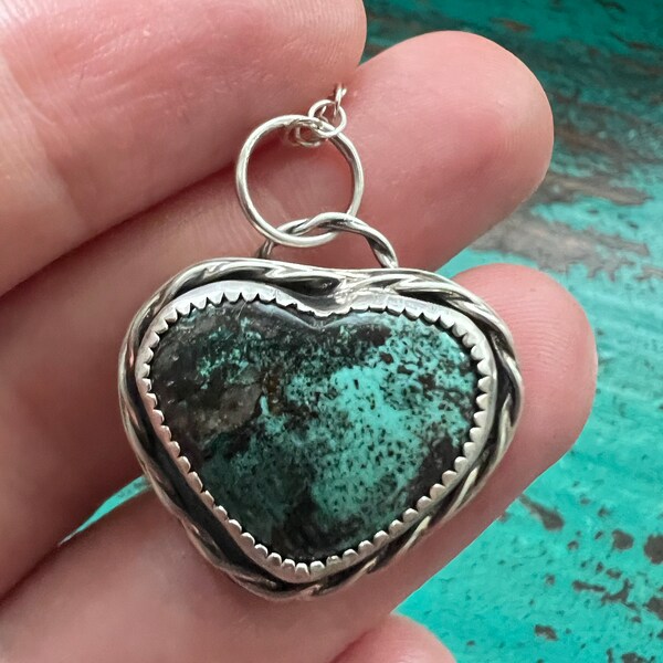 Pink Queen Conch Heart and Kingman Turquoise Ring - Sterling Silver ...