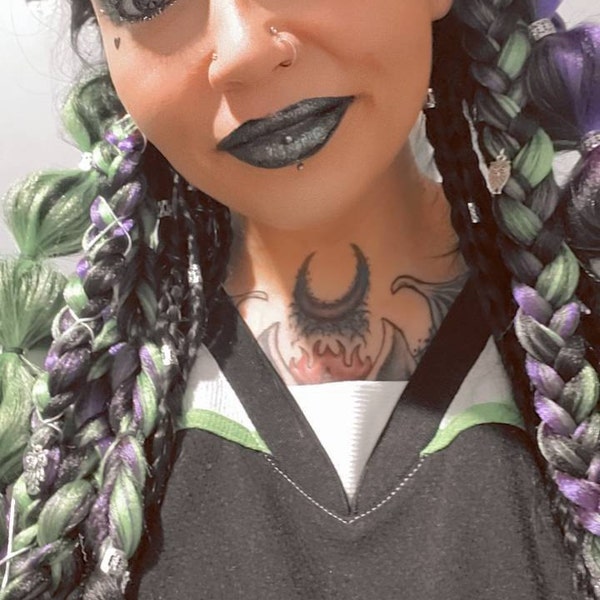 Purple Light Blue Light Pink Festival Braided Ponytails, Bubble Braids ...