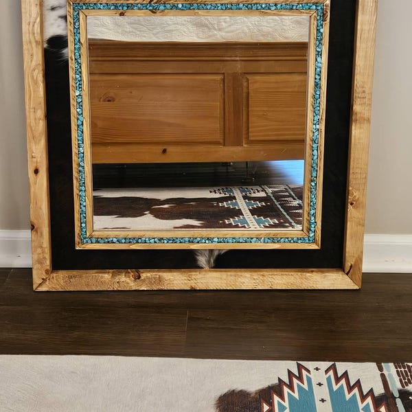 Cowhide Aztec Mirror - Etsy