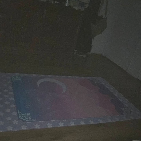 Kawaii Moon Carpet, Cute Stars Clouds Pink Purple Anime Area Rug ...