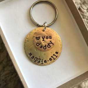 Personalized Dad Keychain Love You Daddy Father Dad Key Holder Hand ...