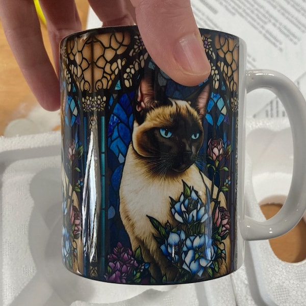 Stained Glass Siamese Cat Ceramic Mug Perfect Cat Lover's Gift for ...