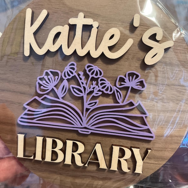Personalized Library Sign, Book Shelf Decor, Gift for Book Lover ...