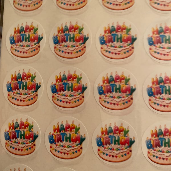 40x Birthday Stickers, Birthday Cake, Label Seals, Party, Packing, Free ...