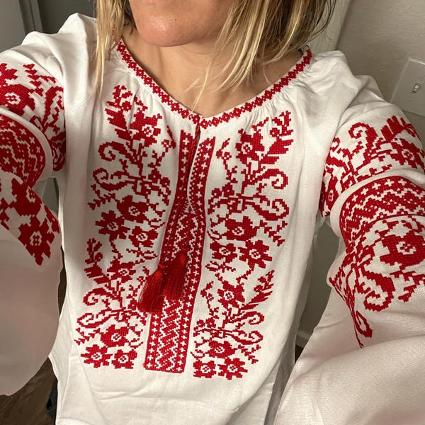 Beige Ukraine Vishivanka,white Ukraine Blouse,embroidered Ukraine Women ...