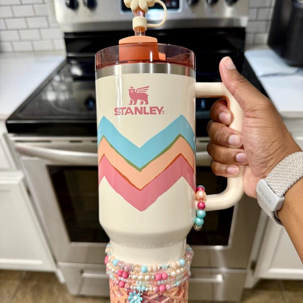 Loveshack Ribbon Rosa Stanley Straw Bow - Pink and Gold - Etsy