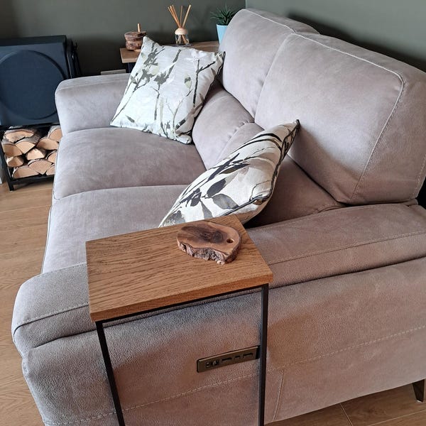 Sofa Side Table Made to Fit Your Sofa | Oak & Steel Over Arm Table ...