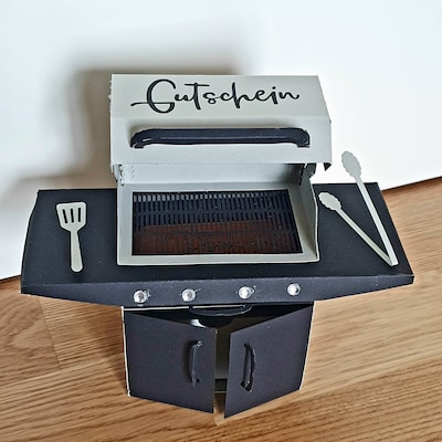 3D Grill Gift Box, Barbecue Grill Gift Card Holder SVG Cut File, 3D ...