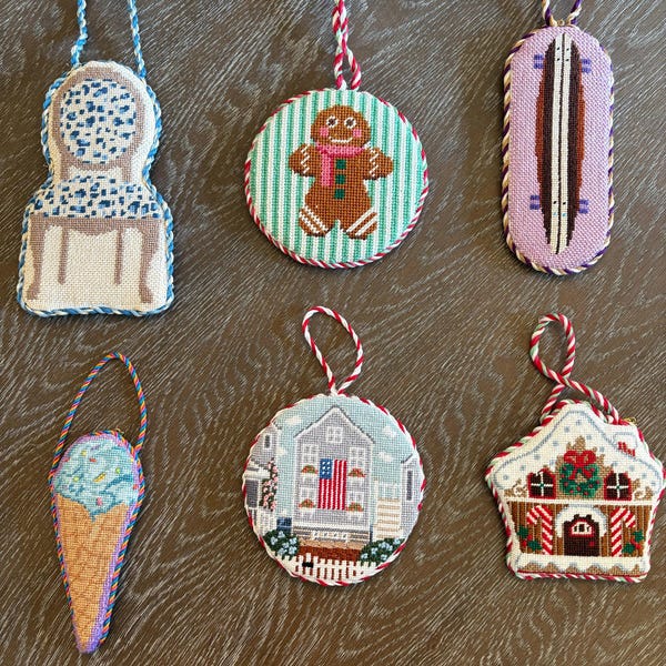 The Gingerbread Man on Stripes Needlepoint Pattern| 18 Mesh Canvas ...