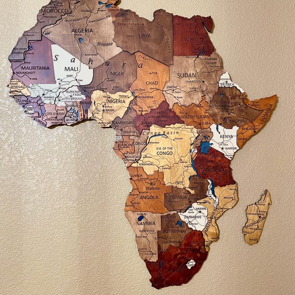 Wooden Africa Map, 3D Africa Travel Map, Carte De Voyage De L'afrique ...