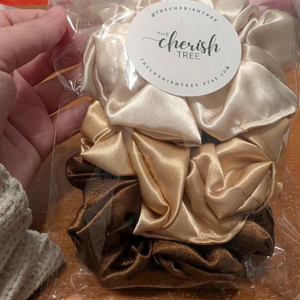 XL Satin Scrunchie, Neutral Color Large Scrunchies, Soft Satin ...
